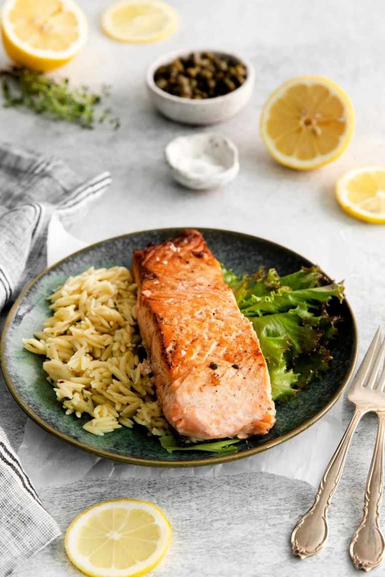 Seared Salmon Piccata (Lemon Butter & Caper Sauce) | Happily Unprocessed